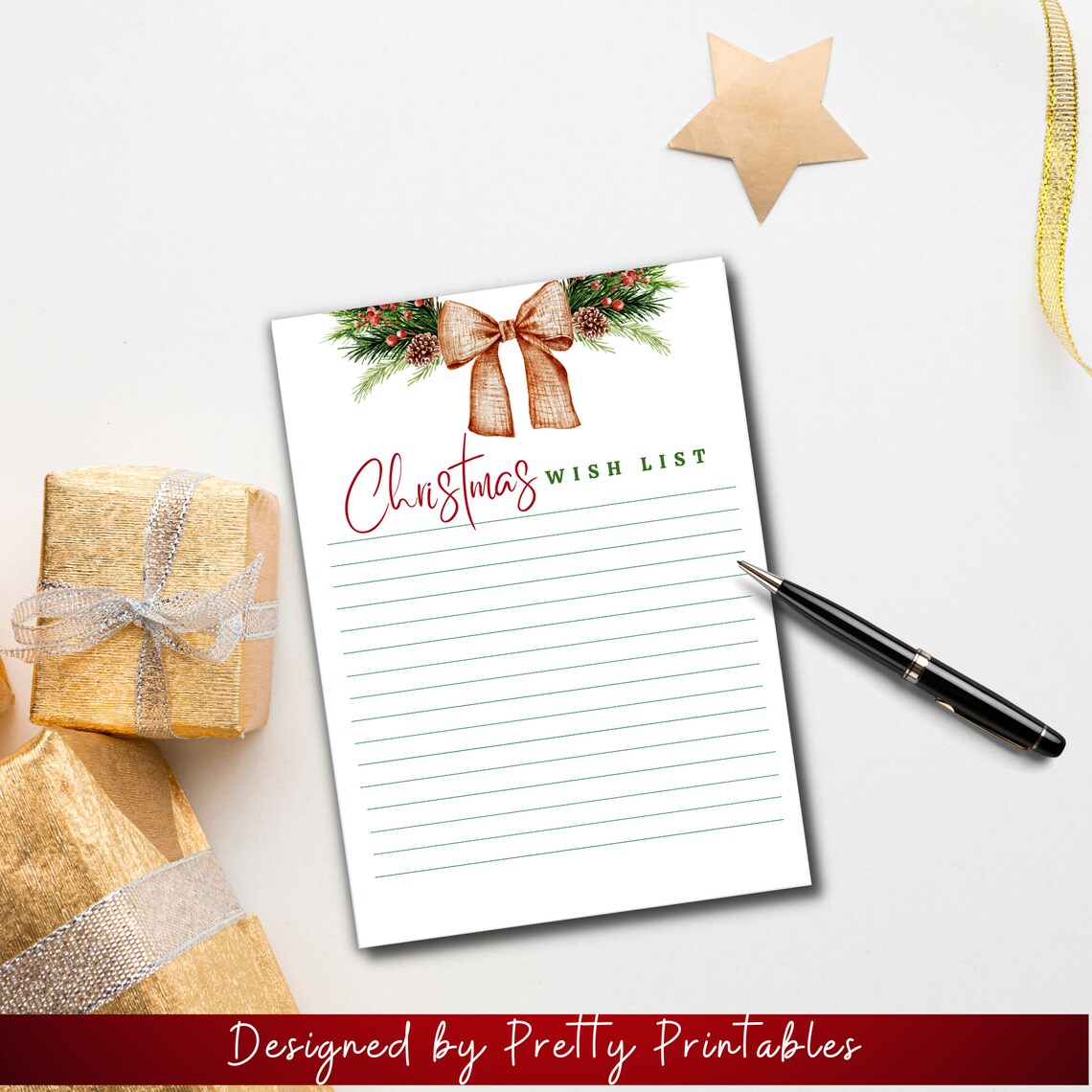 Christmas Wish List Printable, Santa Christmas List, Wish List Notepad ...