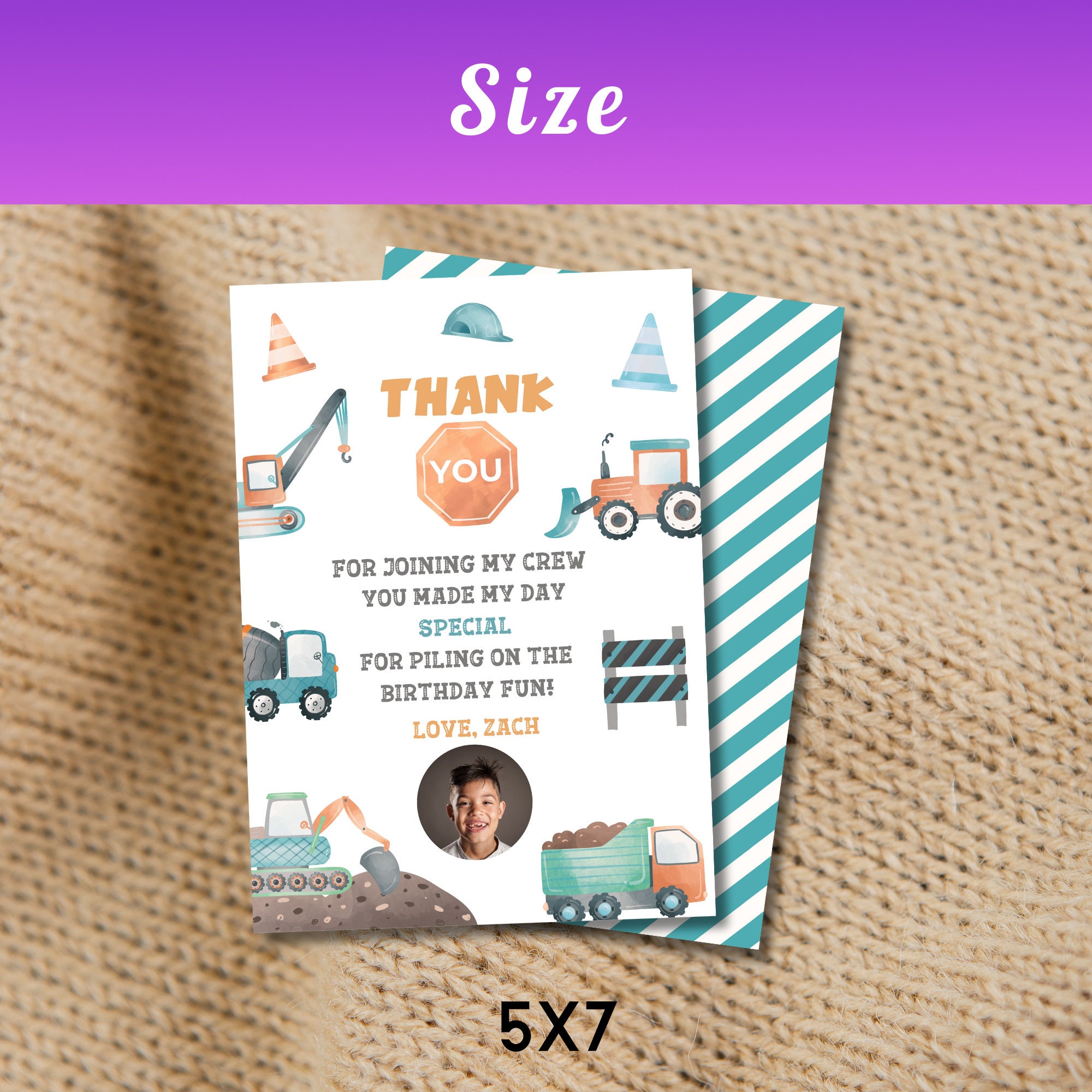 Editable Construction Thank You Card Template Construction - Etsy