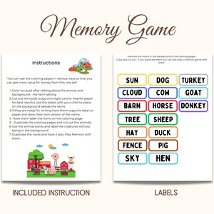 Farm Animals Farm Scene Coloring Set Educational Learning Printable ...