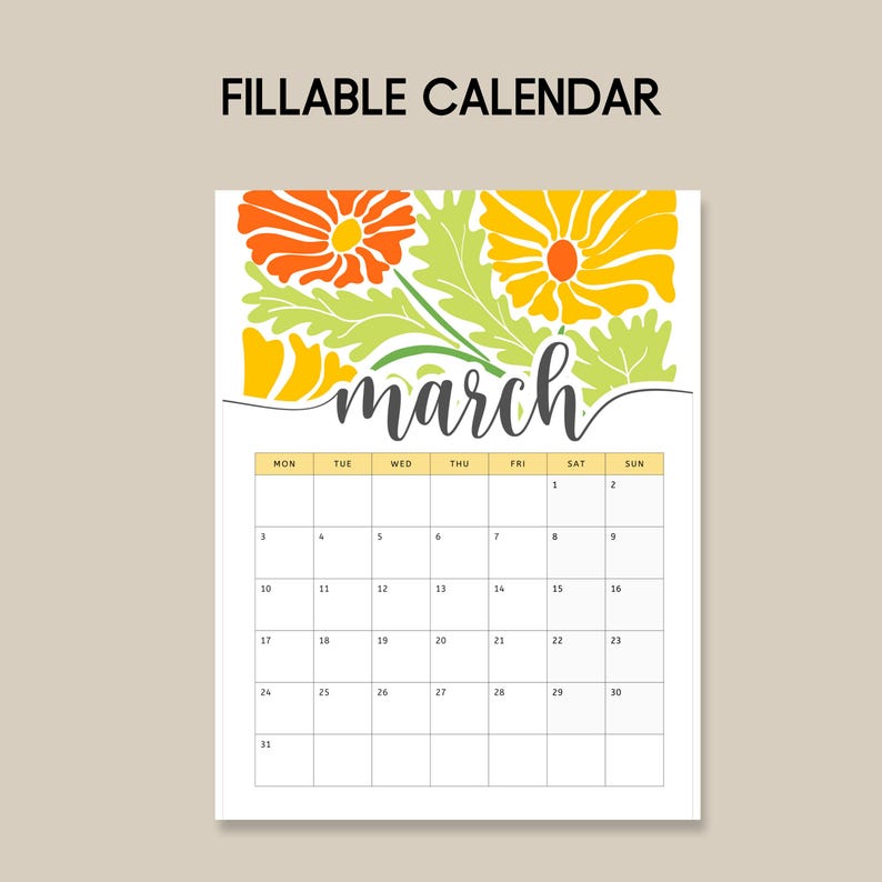 Printable 2025 Floral Calendar 2025 Wall Floral Calendar Planner ...