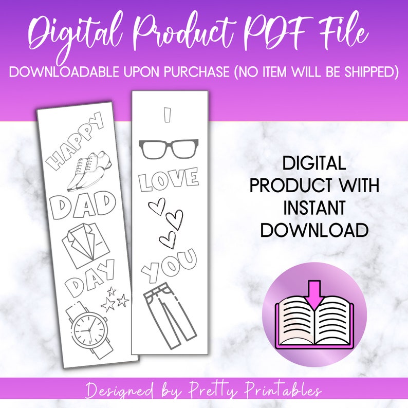 Fathers Day Bookmark, Printable Bookmarks for Kids, Printable Gift ...