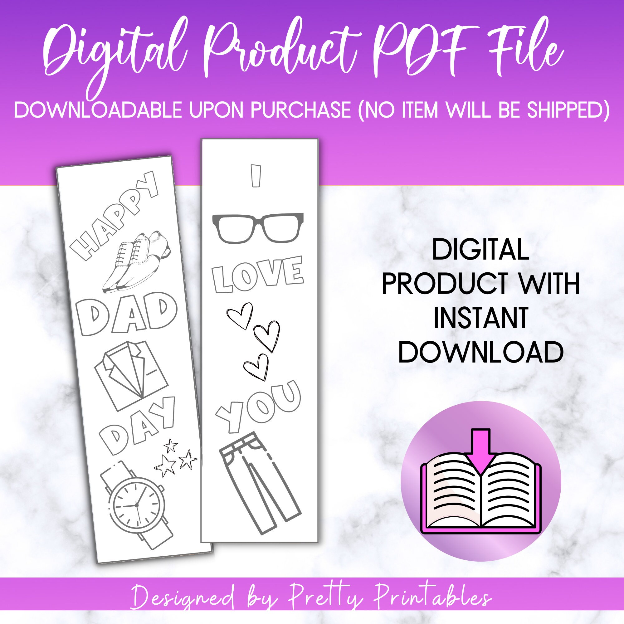 Fathers Day Bookmark, Printable Bookmarks for Kids, Printable Gift ...