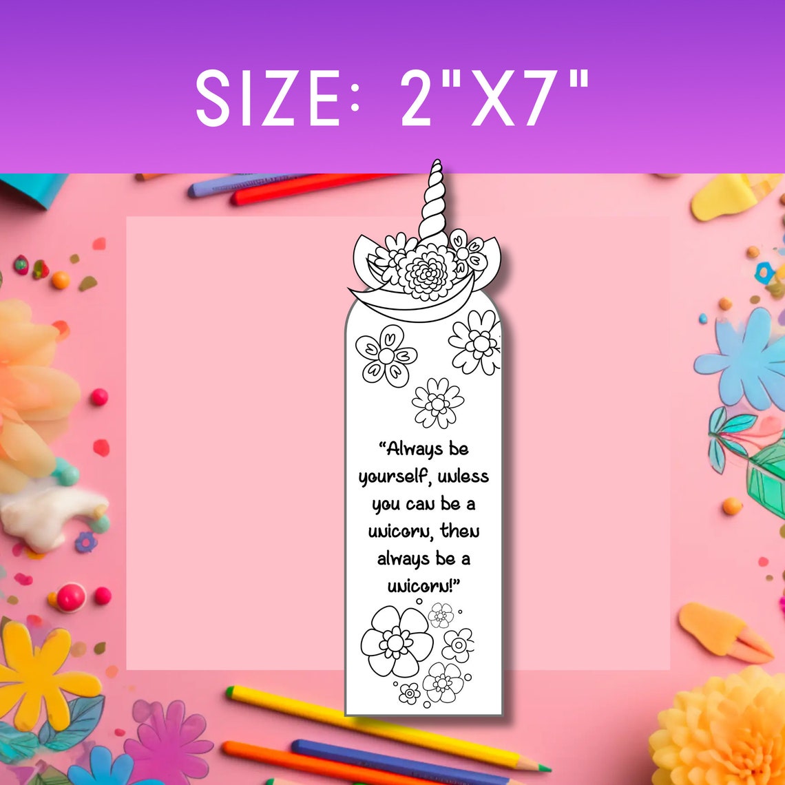 Unicorn Bookmarks Coloring Page Printable for Birthday Favors Unicorn ...
