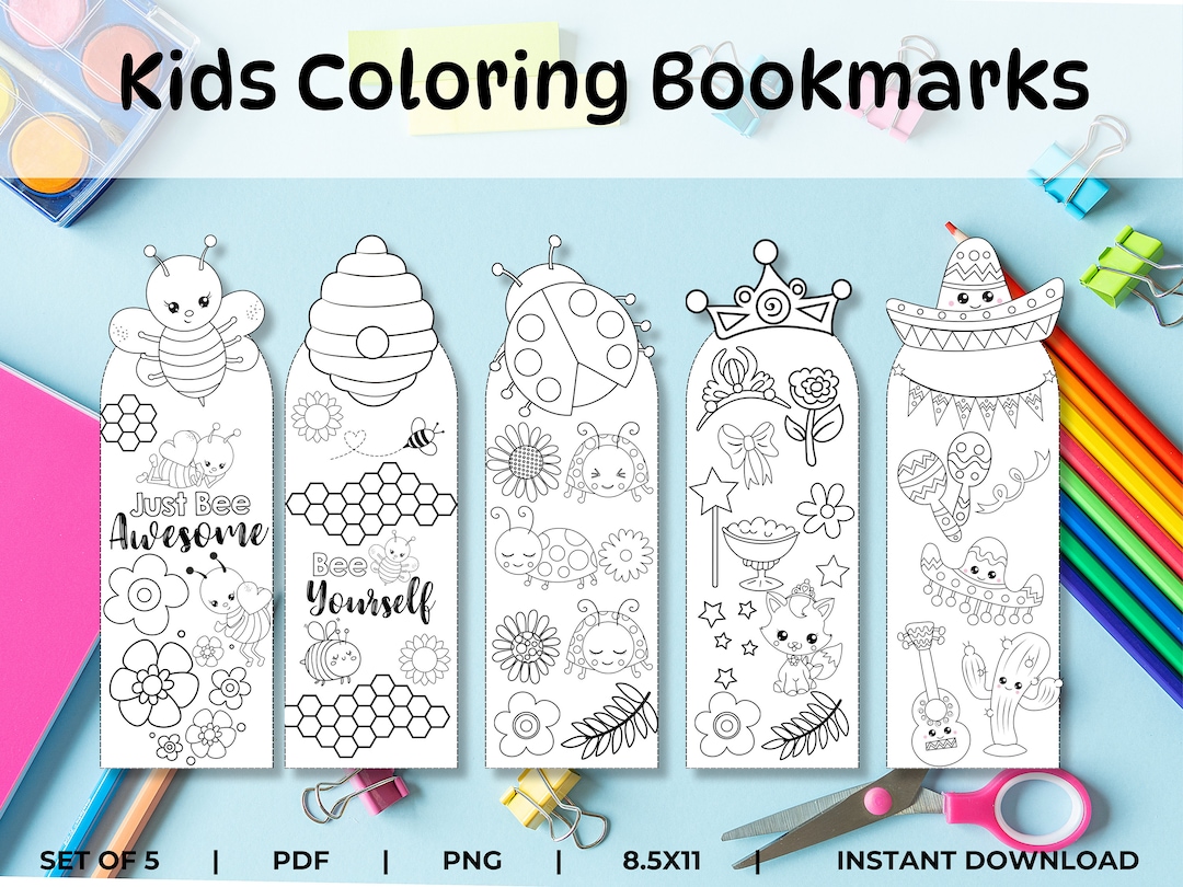 Coloring Bookmarks Set 4 Kids Coloring Printable Bookmarks Classroom ...