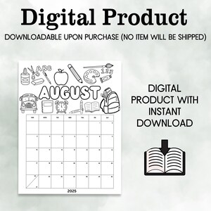 Printable 2025 Coloring Calendar for Kids Elementary Teacher Calendar ...