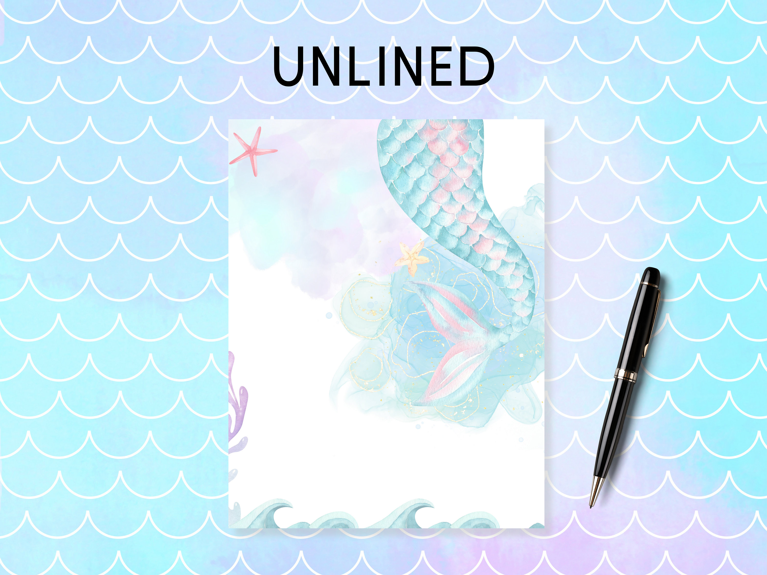 Mermaid Stationery Printable Birthday Stationary Mermaid Stationary ...