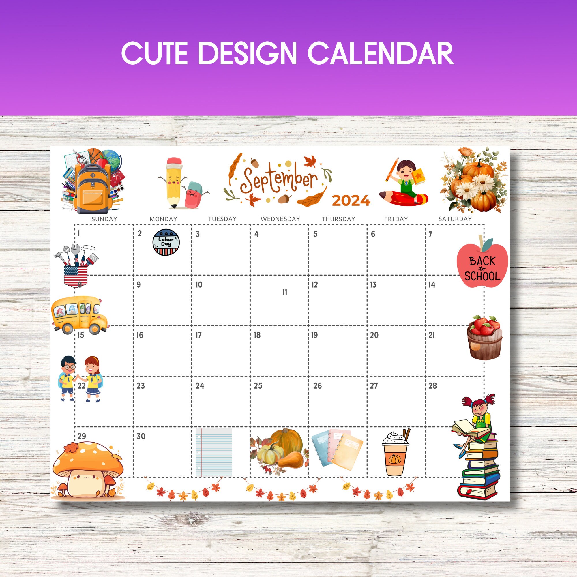 September 2024 Calendar Printable Kids Calendar 2024 Calendar Classroom ...
