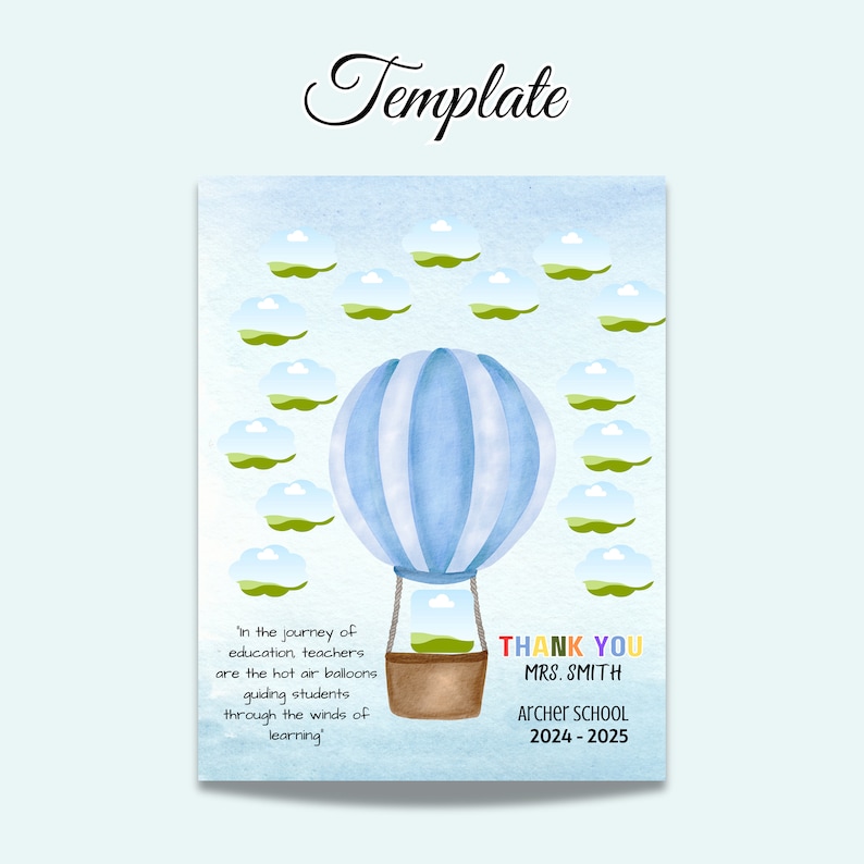 Teacher Photo Custom Editable Appreciation Gift From Student Photo Air ...
