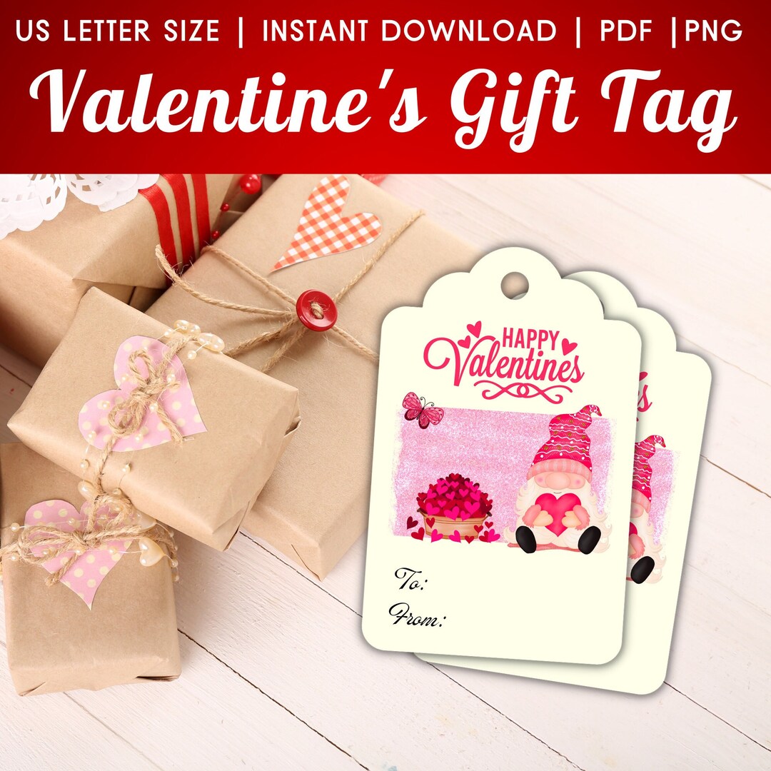 Printable Valentines Day Gift Tags Pink Gift Tags Valentine Party Treat ...