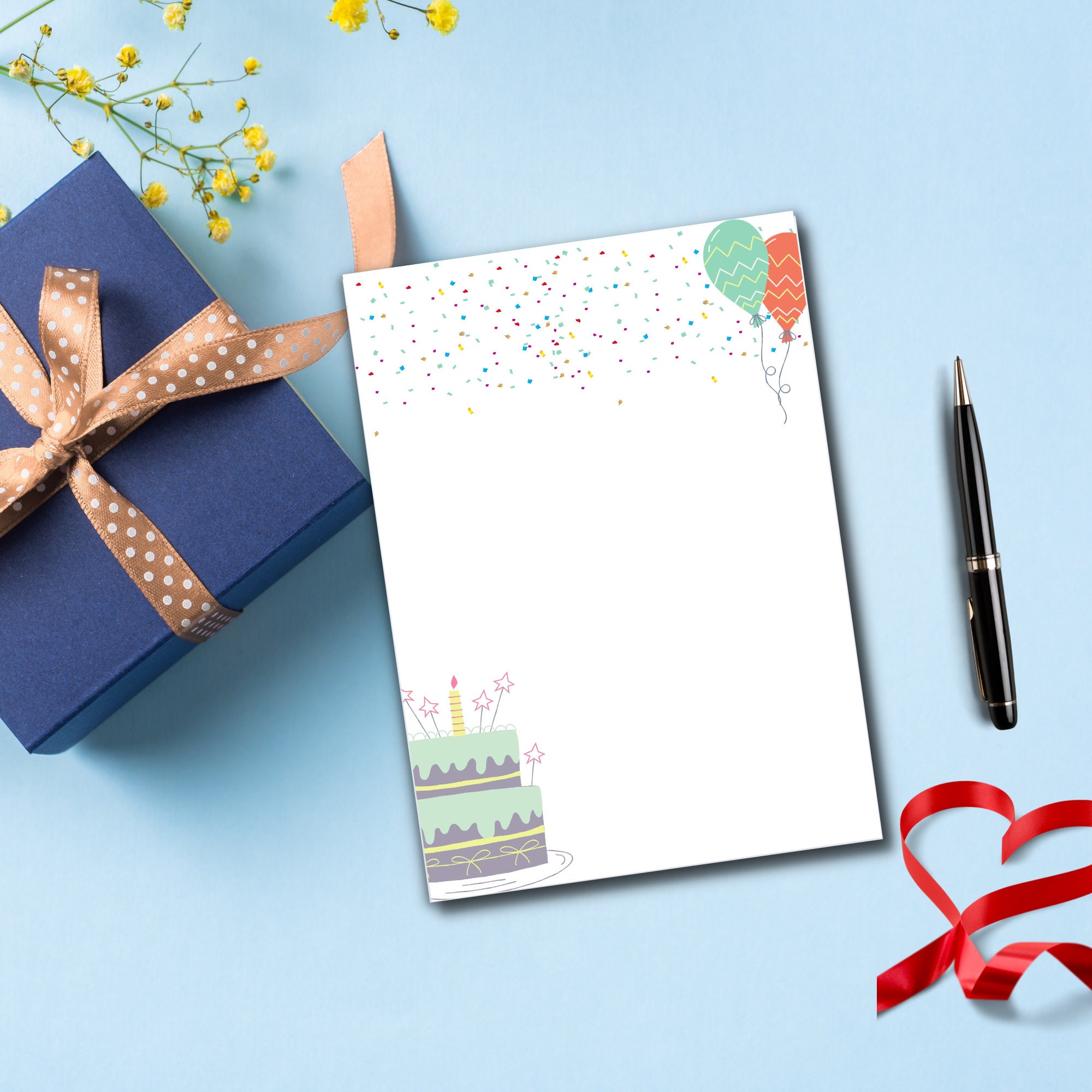 Birthday Stationery, Printable Stationery, Birthday Gifts, Birthday ...