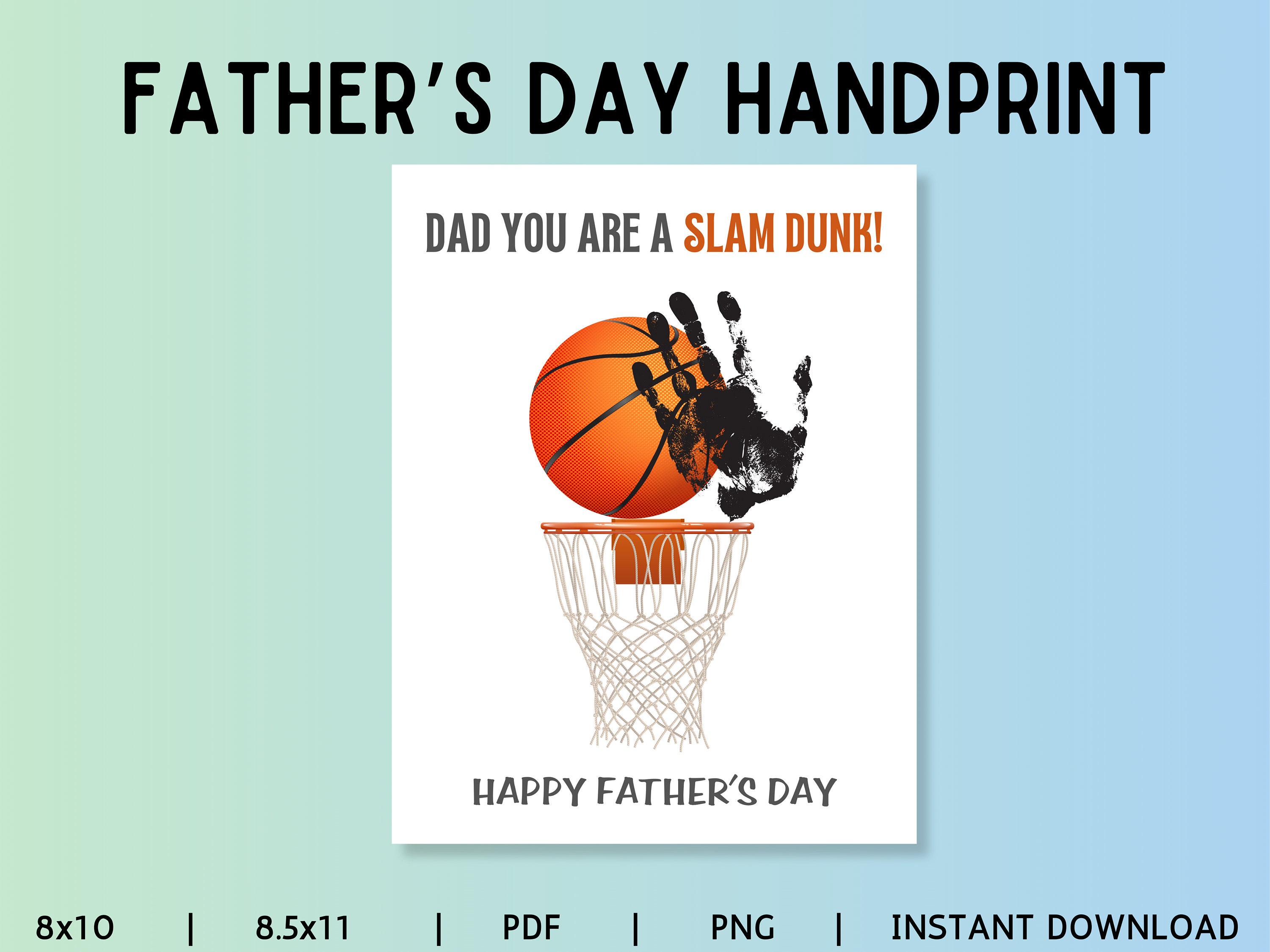 Fathers Day Handprint Craft Basketball Slam Dunk Dads Day Handprint Art ...