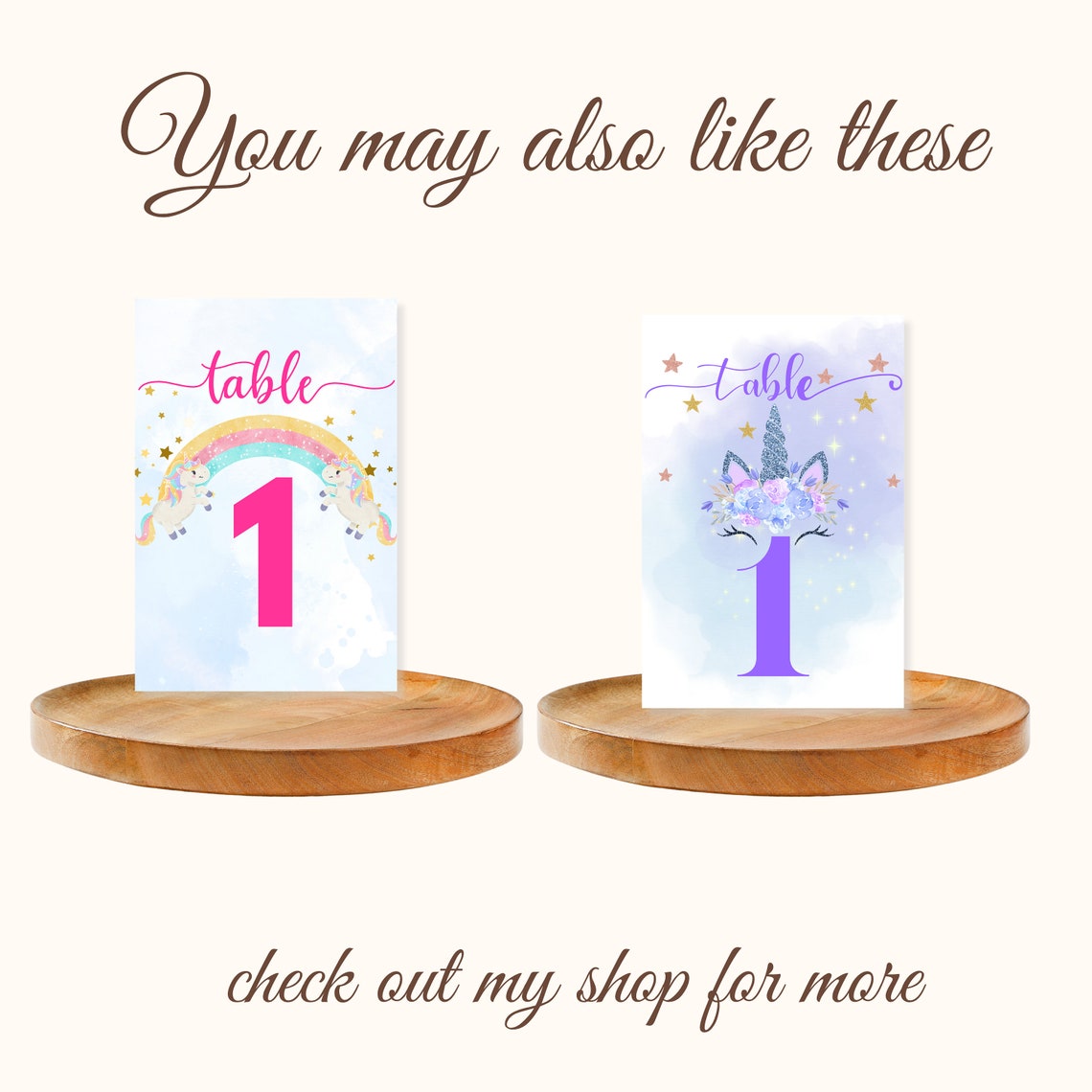 Editable Unicorn Party Table Number Card Table Decor Rainbow Colors ...