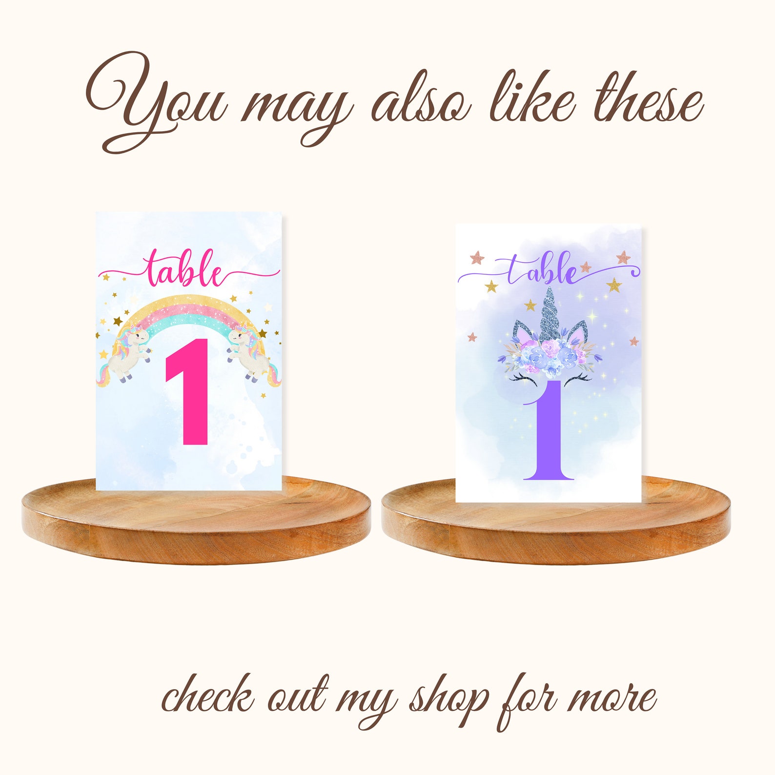 Editable Unicorn Party Table Number Card Table Decor Rainbow Colors ...