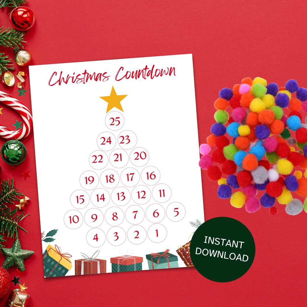 Christmas Tree Countdown for Kids Printable Holiday Countdown Hands on ...
