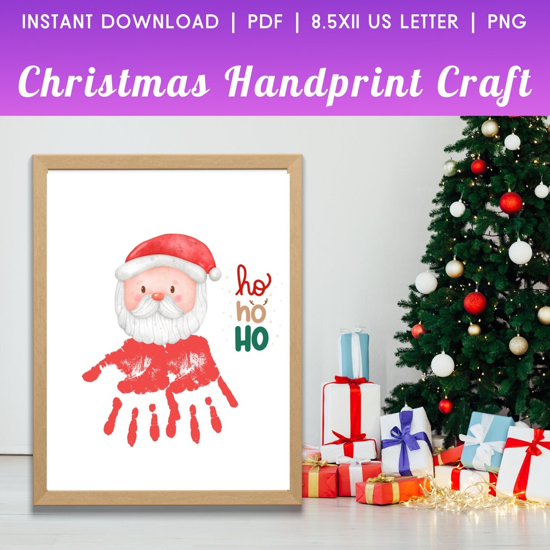 Christmas Handprint Craft Printable Christmas Santa Claus - Etsy