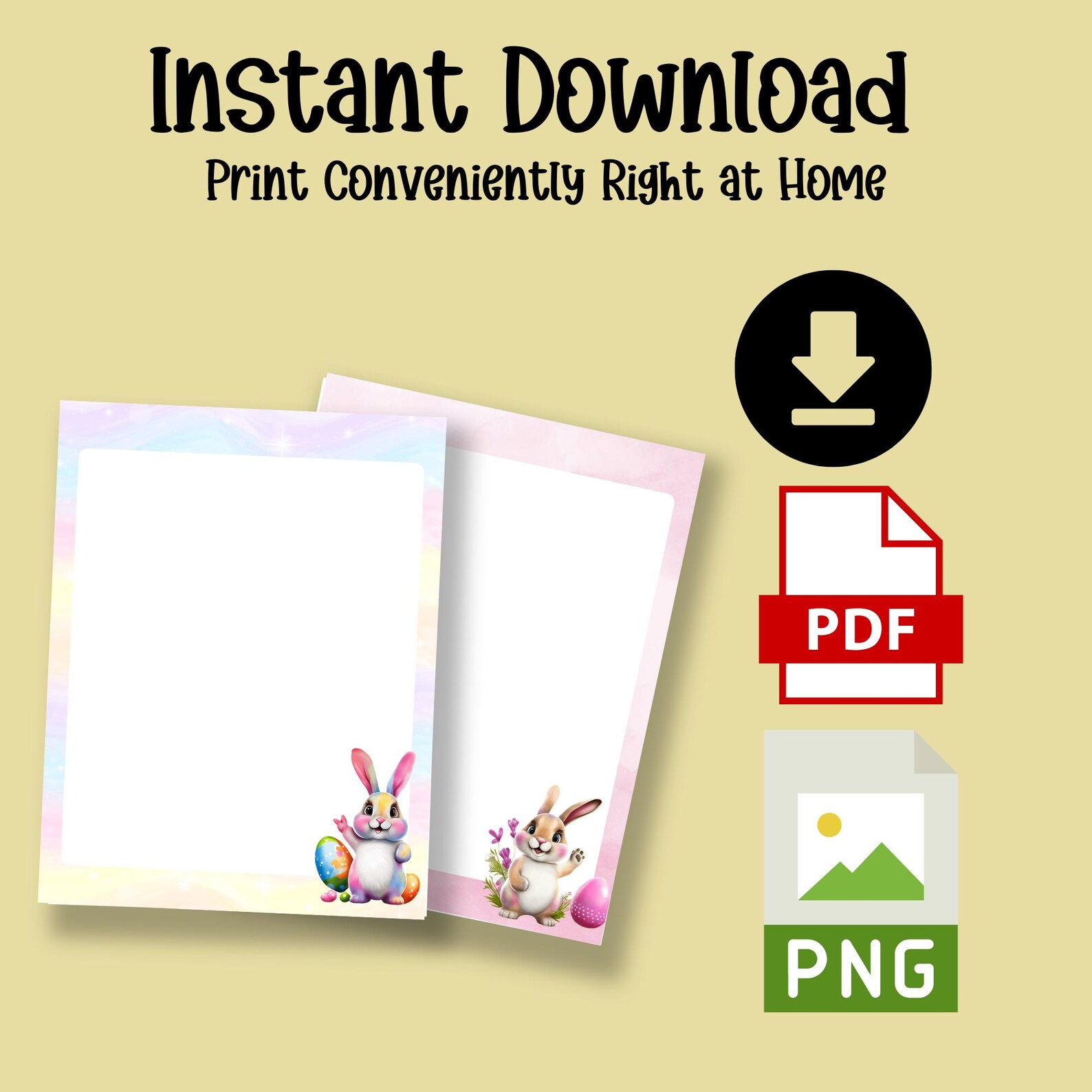 Easter Bunny Stationery Printable Stationery Easter Writing Paper ...