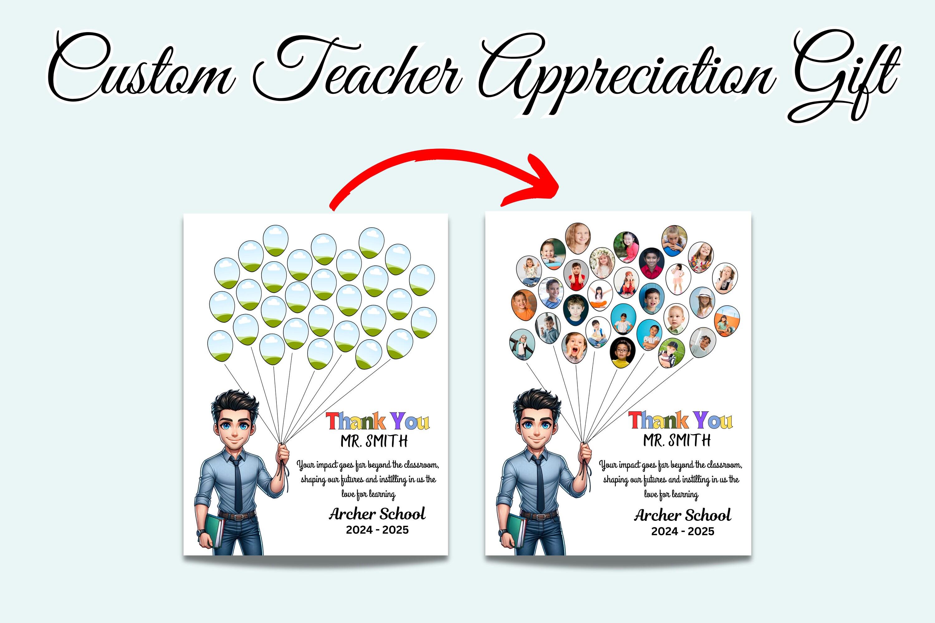Male Teacher Photo Custom Editable Appreciation Gift From Student Photo ...