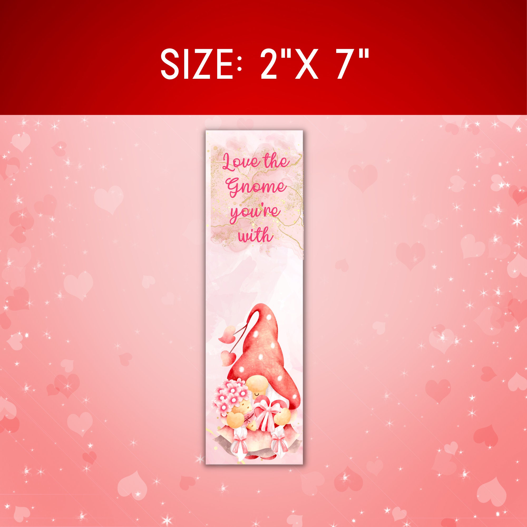Valentine Gnome Bookmarks Gnome Valentine Day Gnome Bookmark Pink ...