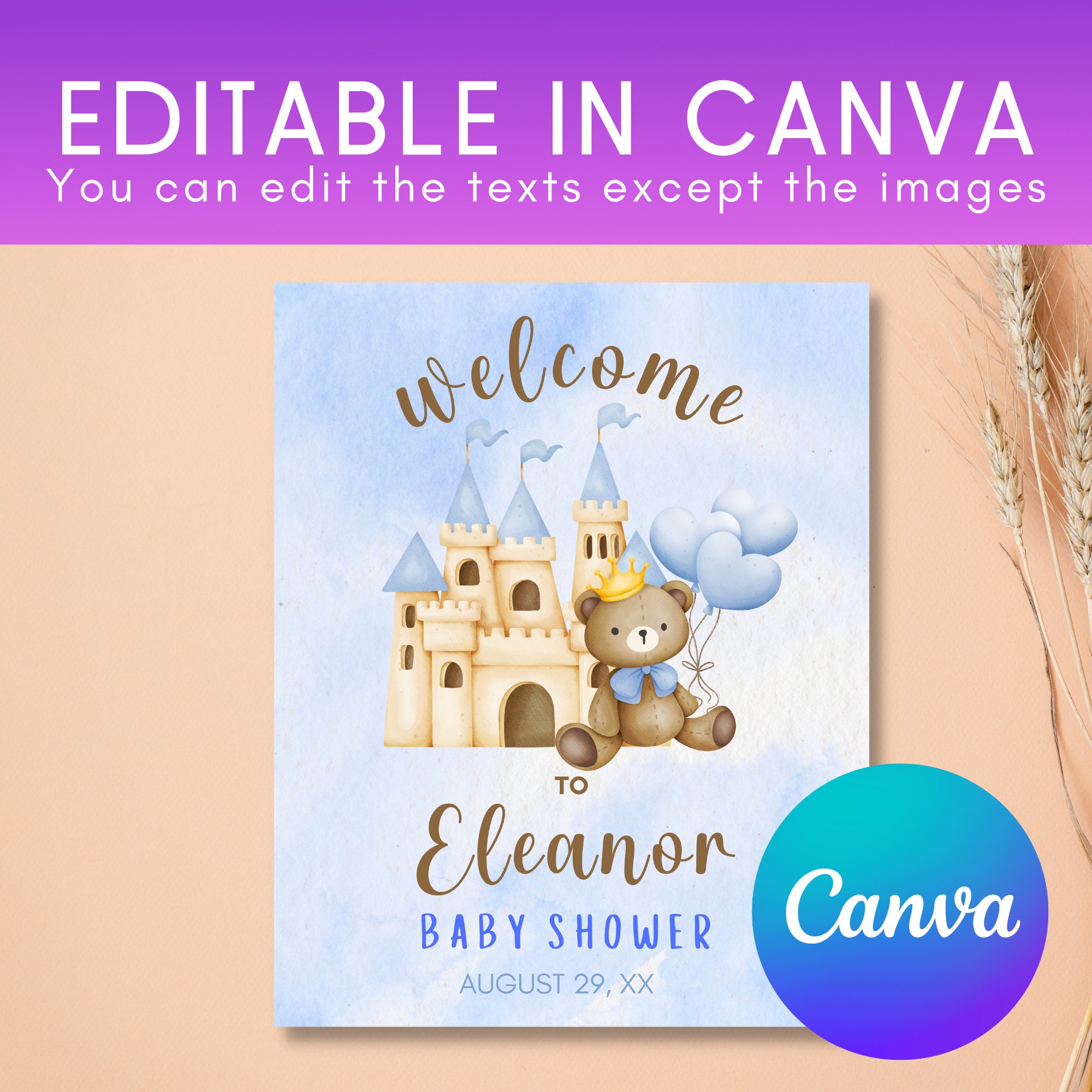 Editable Baby Shower Welcome Sign Boy Baby Shower Welcome Sign Template ...