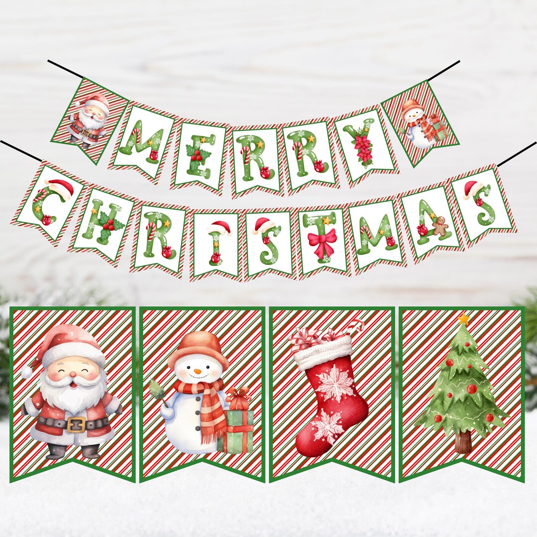 Merry Christmas Banner Printable Classic Christmas Colors and Images ...