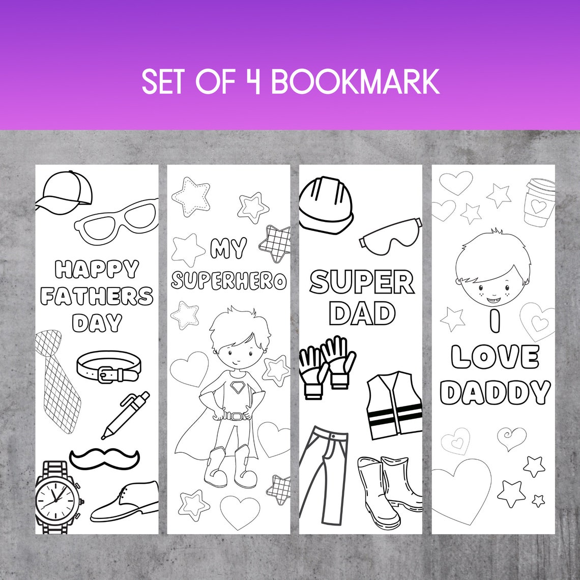 Father's Day Gift Father's Day Bookmark Printable Father's Day Coloring ...