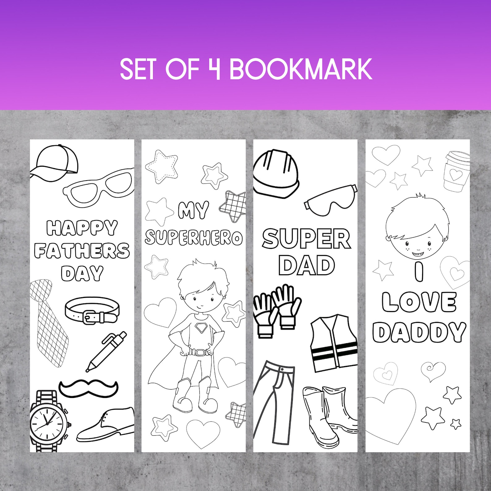 Father's Day Gift Father's Day Bookmark Printable Father's Day Coloring ...