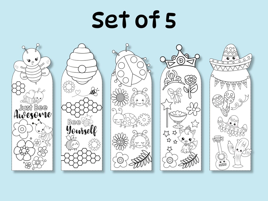Coloring Bookmarks Set 4 Kids Coloring Printable Bookmarks Classroom ...