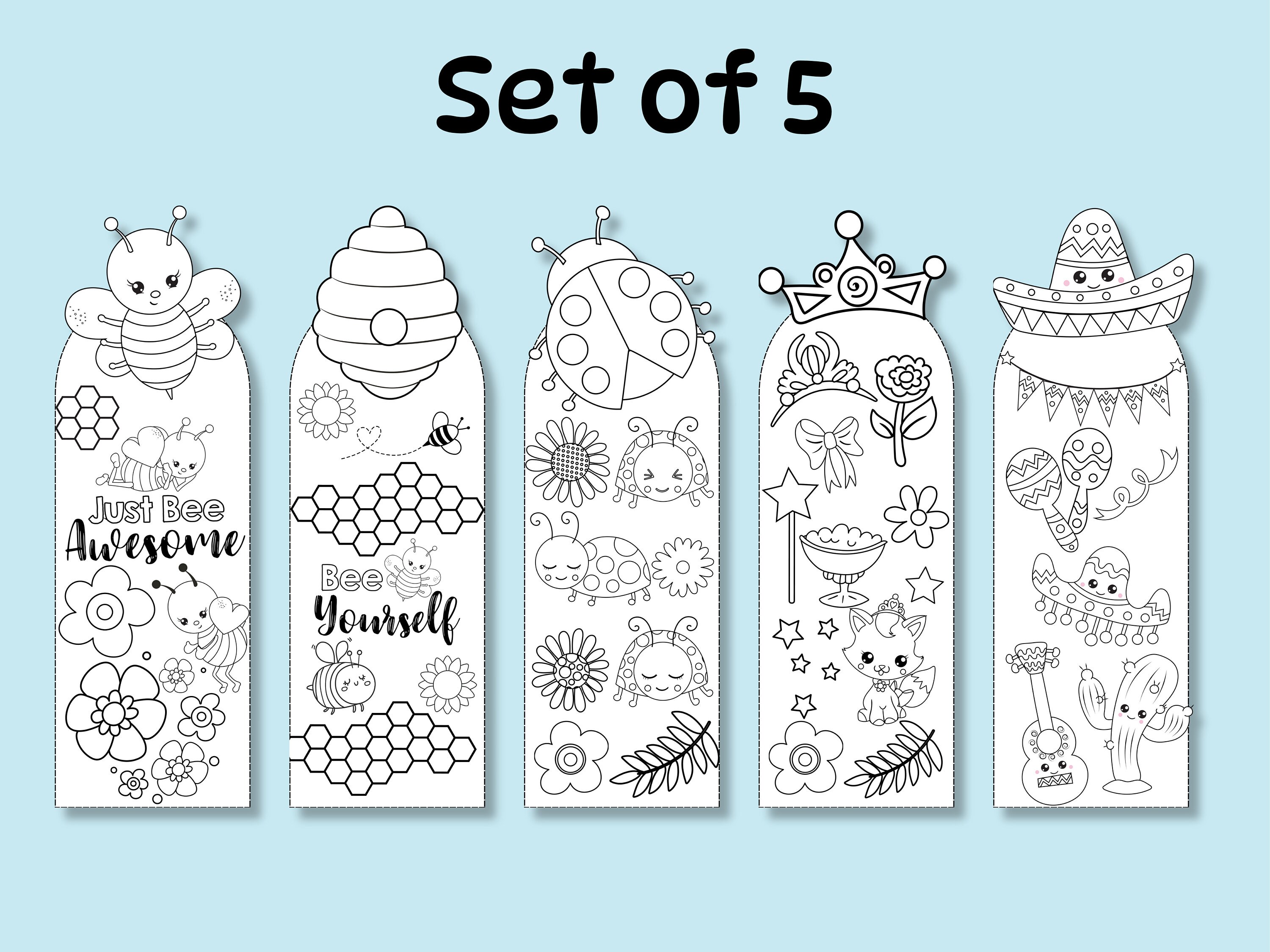 Coloring Bookmarks Set 4 Kids Coloring Printable Bookmarks Classroom ...