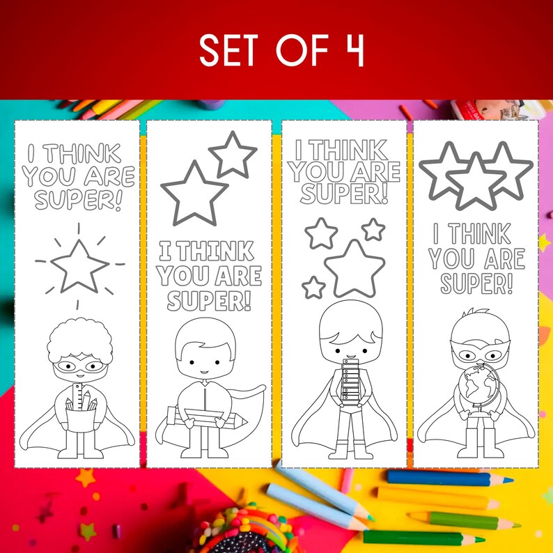 Superhero Party Favors Favor Tags Superhero Coloring Bookmarks for Kids ...