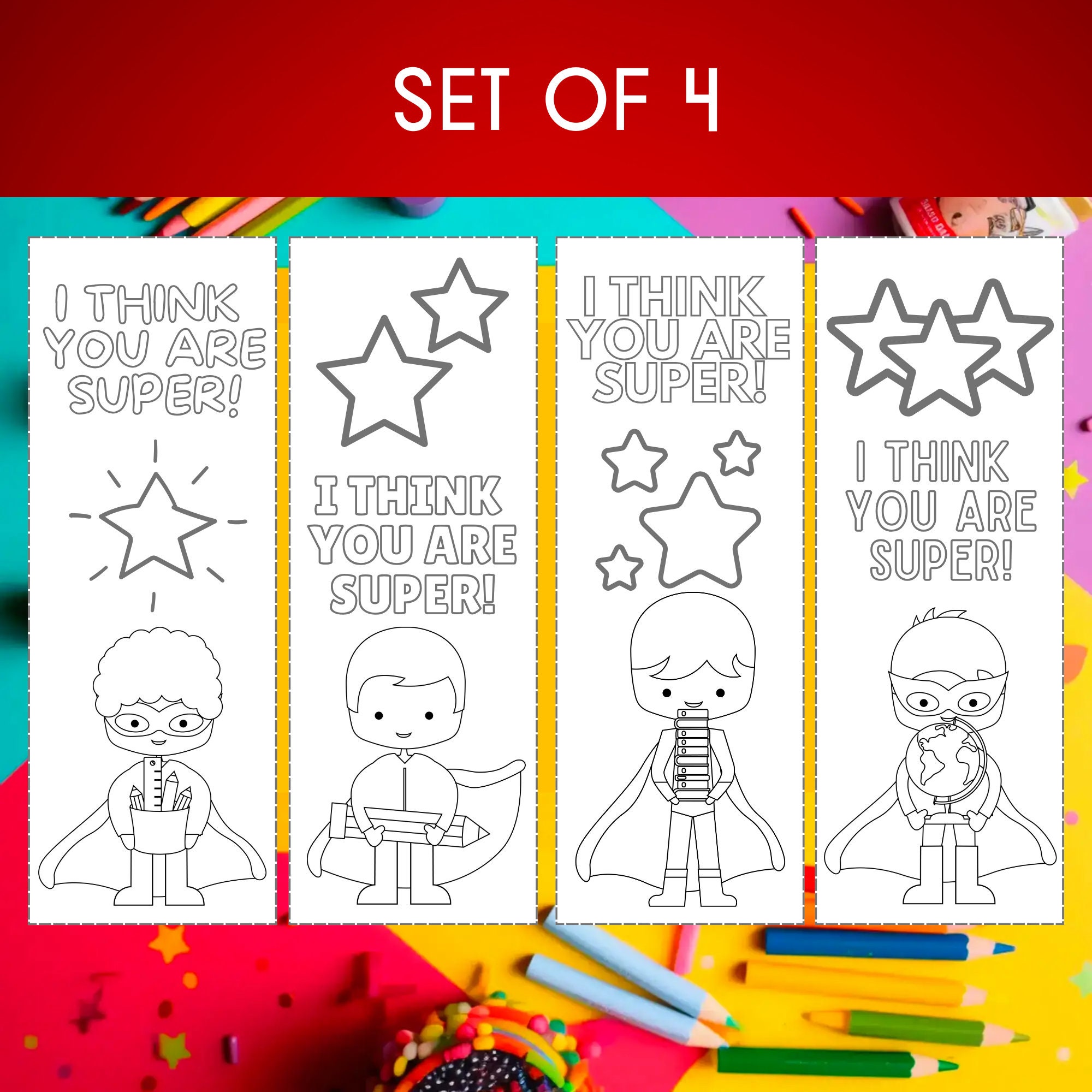 Superhero Party Favors Favor Tags Superhero Coloring Bookmarks for Kids ...