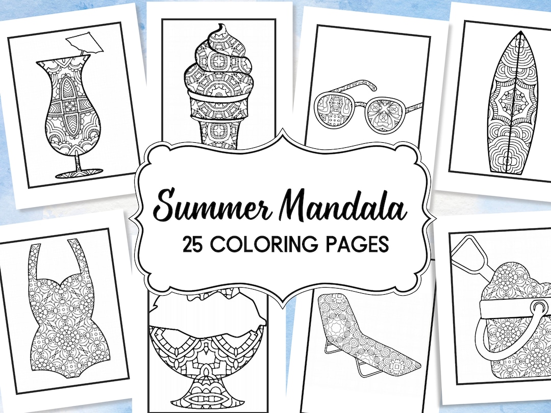 Printable Beach Mandala Coloring Pages 25 Bundle for Teens and Adults ...