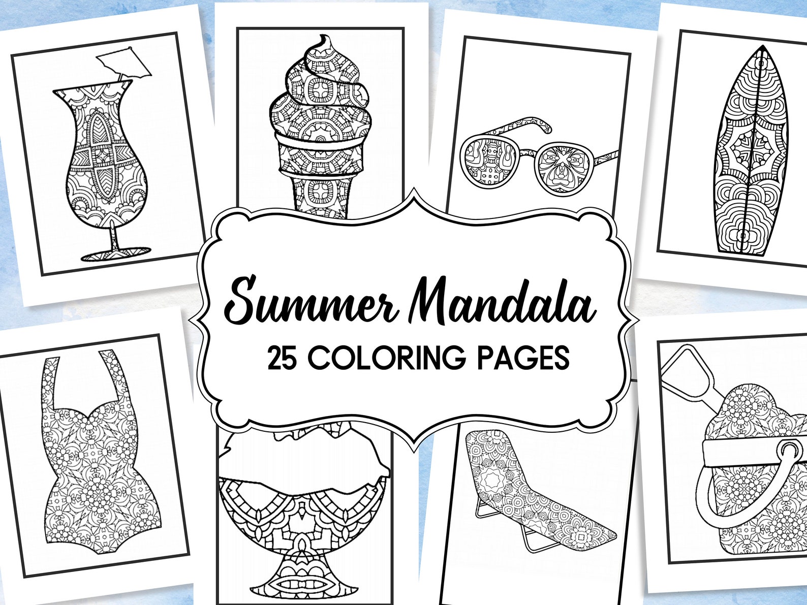 Printable Beach Mandala Coloring Pages 25 Bundle for Teens and Adults ...