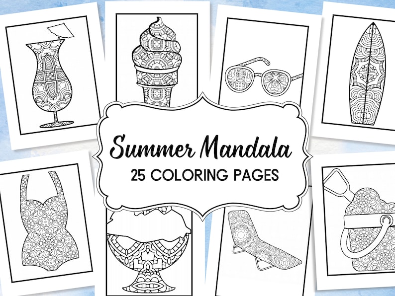 Printable Beach Mandala Coloring Pages 25 Bundle for Teens and Adults ...