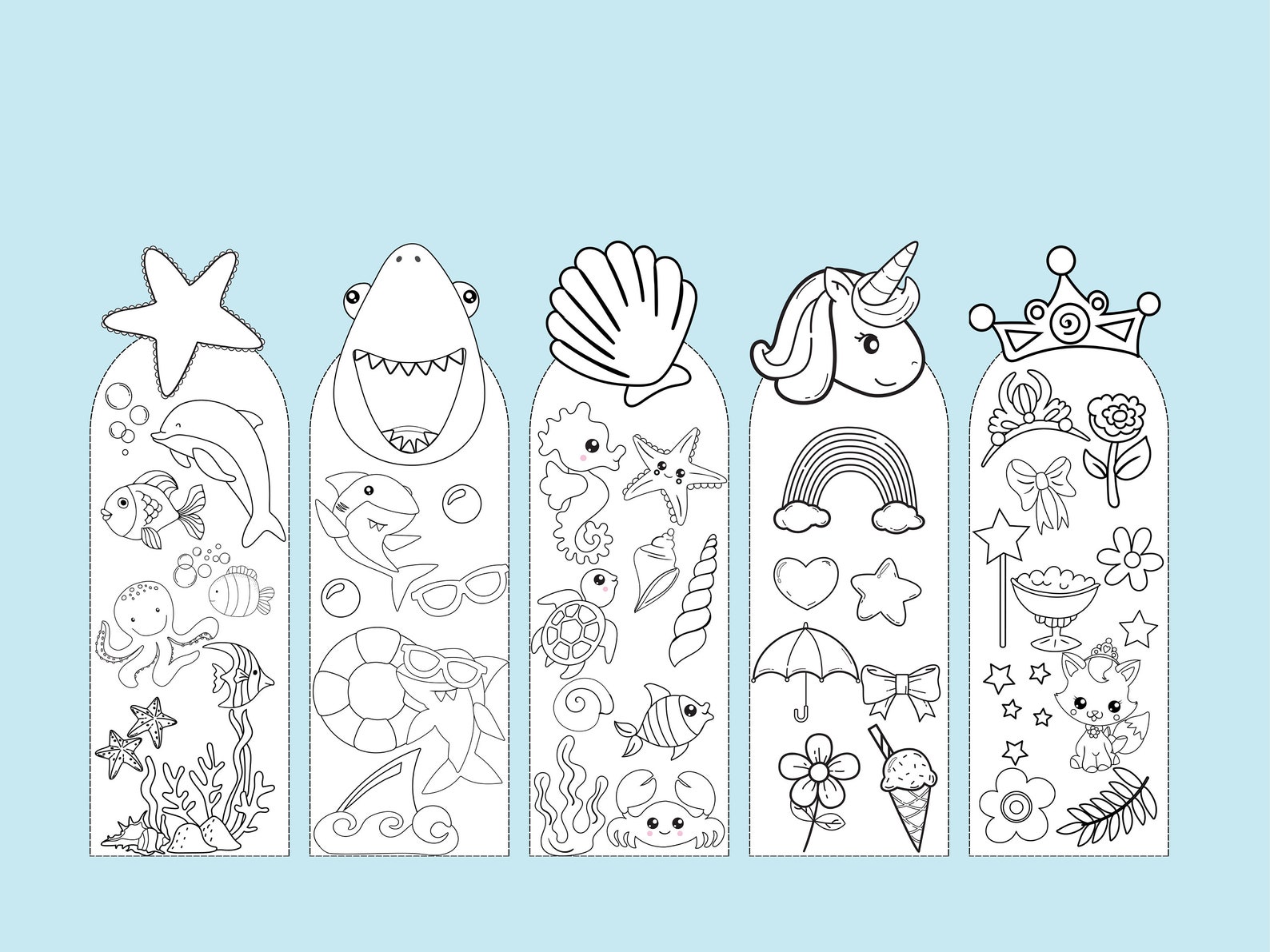 Coloring Bookmarks for Kids 22 Bookmarks Bundle Printable Classroom ...