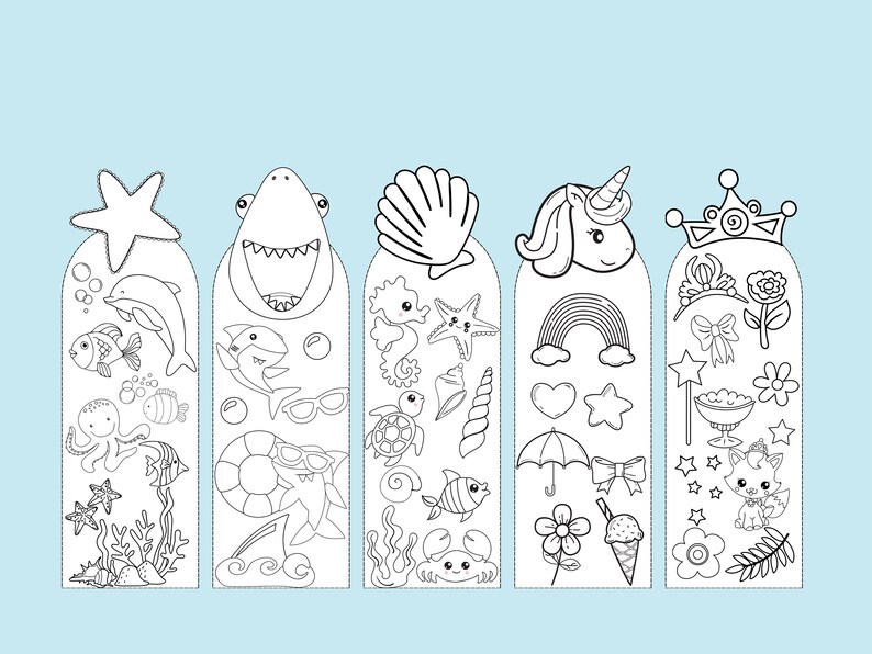 Coloring Bookmarks for Kids 22 Bookmarks Bundle Printable Classroom ...