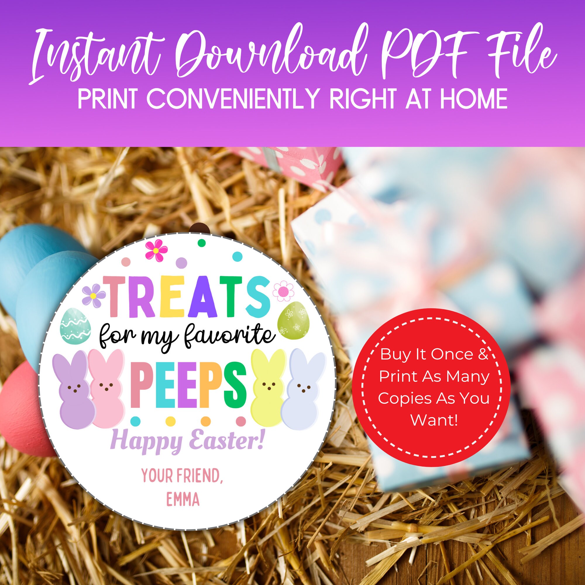 Editable Easter Stickers Kids Easter Tags Gift Sticker Easter Gift Tags ...