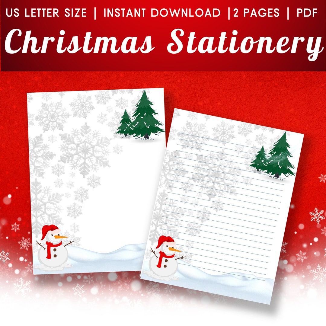 Winter Christmas Stationery Printable Holiday Stationery Christmas ...
