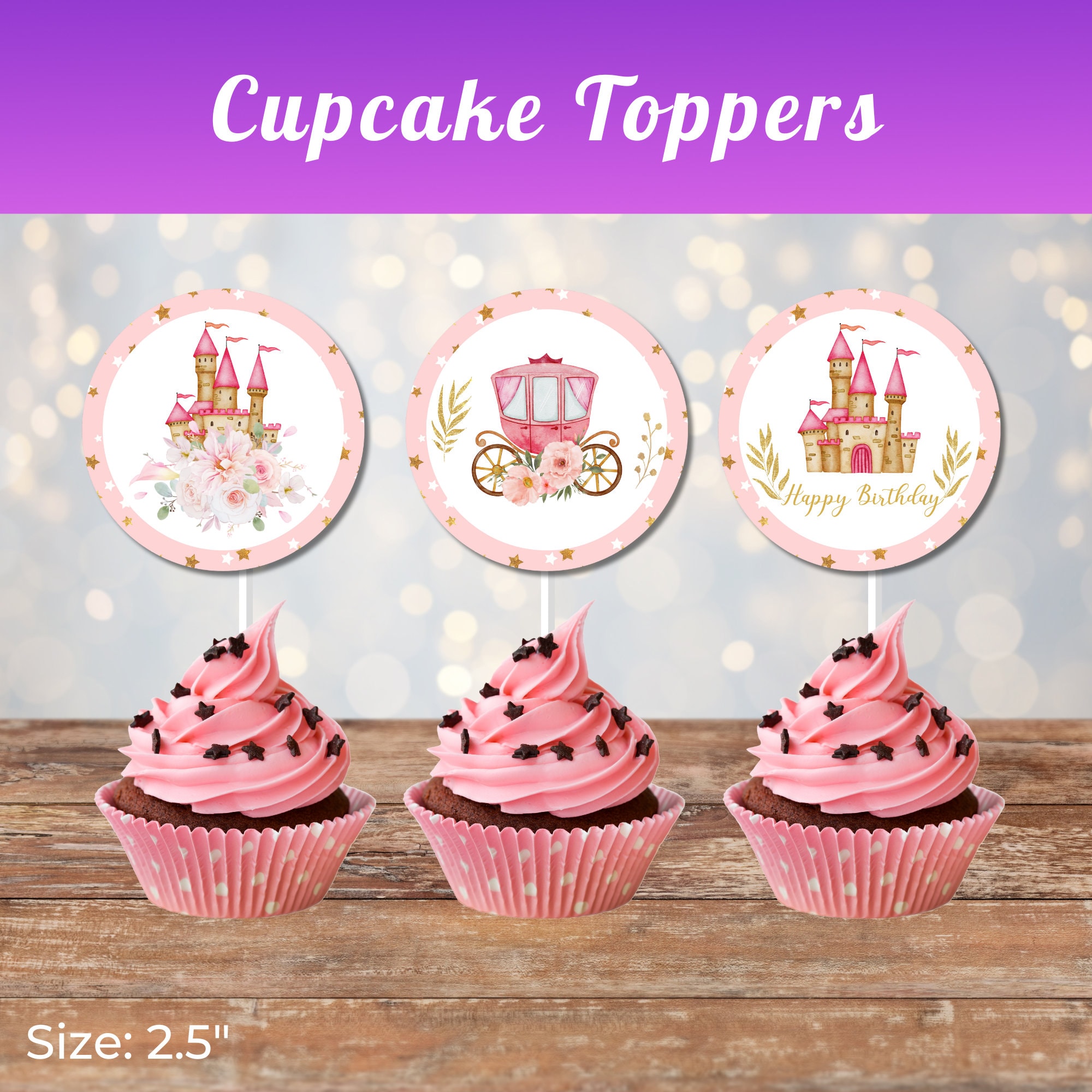 Editable Princess Birthday Bundle Birthday Party Decorations Pink and ...