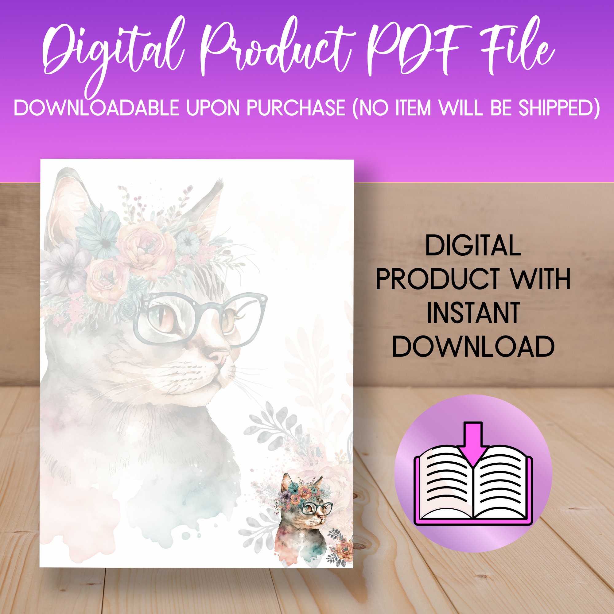 Cat Stationary Printable Cat Stationery Set Cute Cat - Etsy