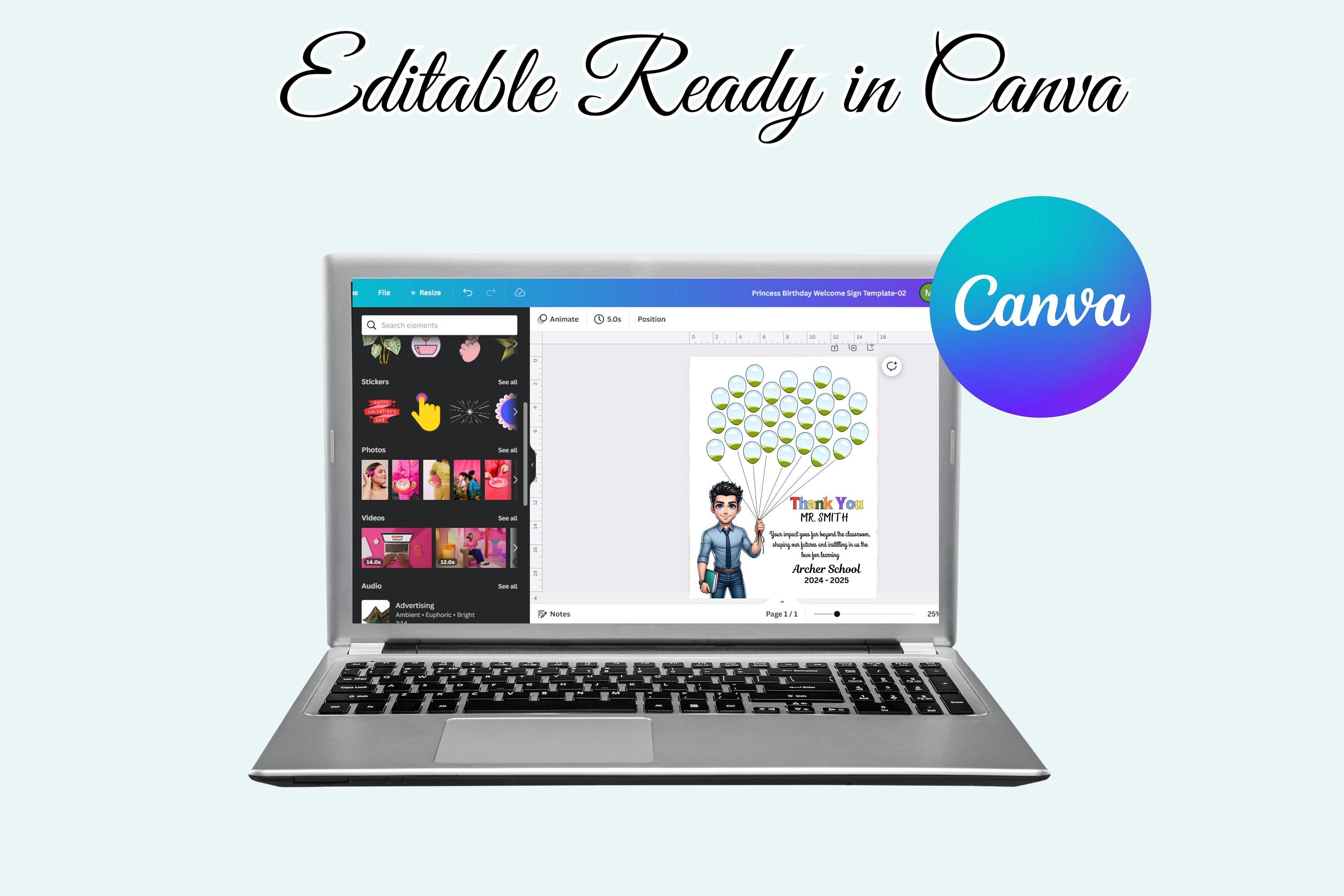 Male Teacher Photo Custom Editable Appreciation Gift From Student Photo ...