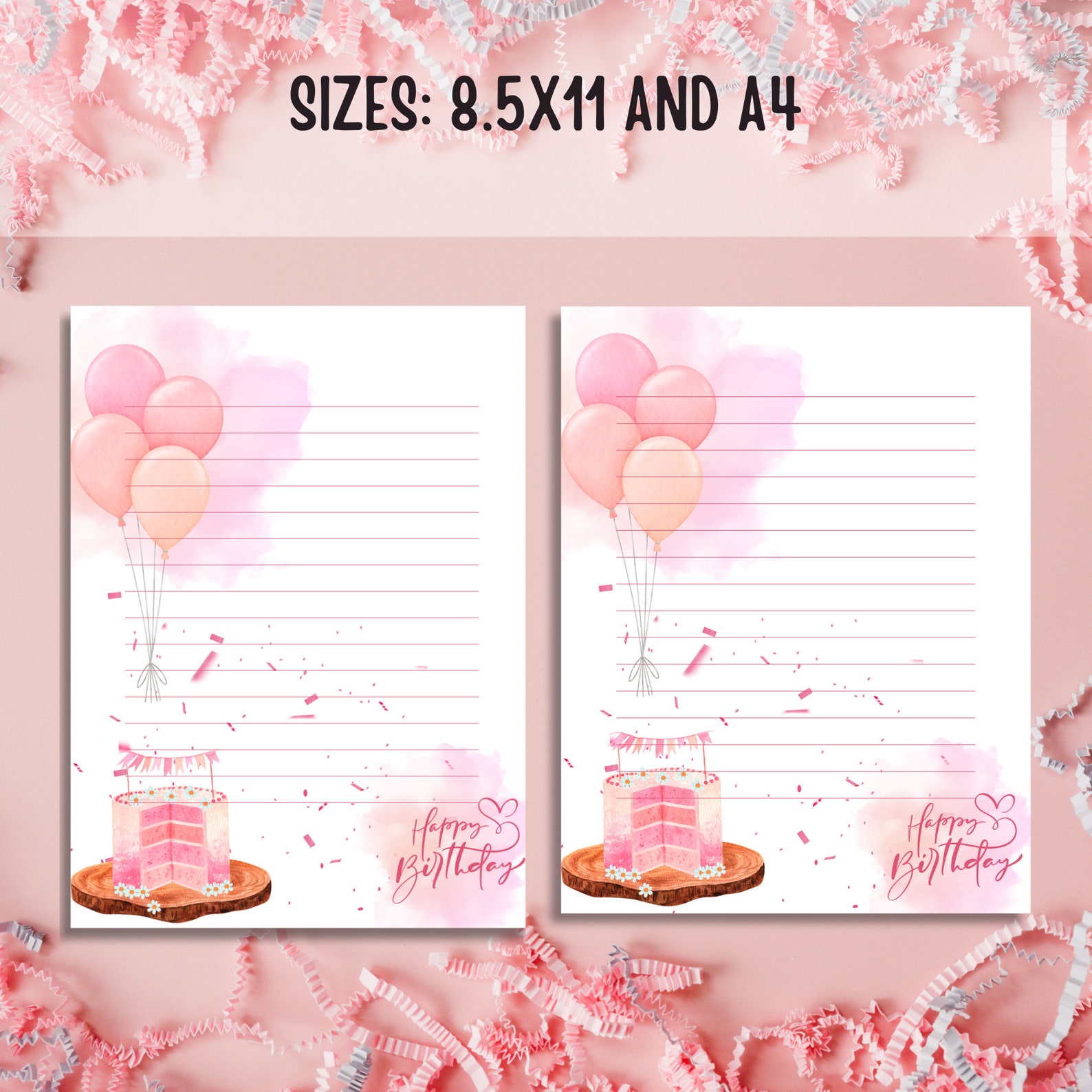 Happy Birthday Stationary Printable Stationery Birthday Paper Letter ...