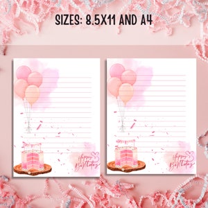 Happy Birthday Stationary Printable Stationery Birthday Paper Letter ...