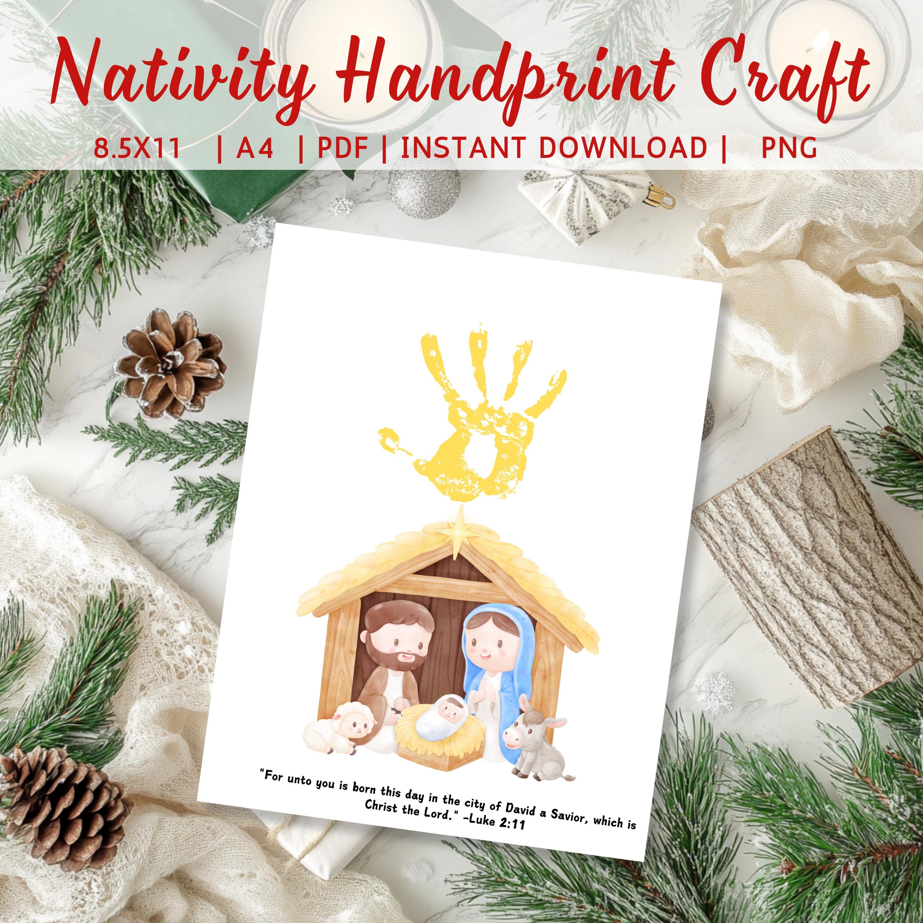 Nativity Handprint Craft Printable Christmas Manger Handprint Art DIY ...
