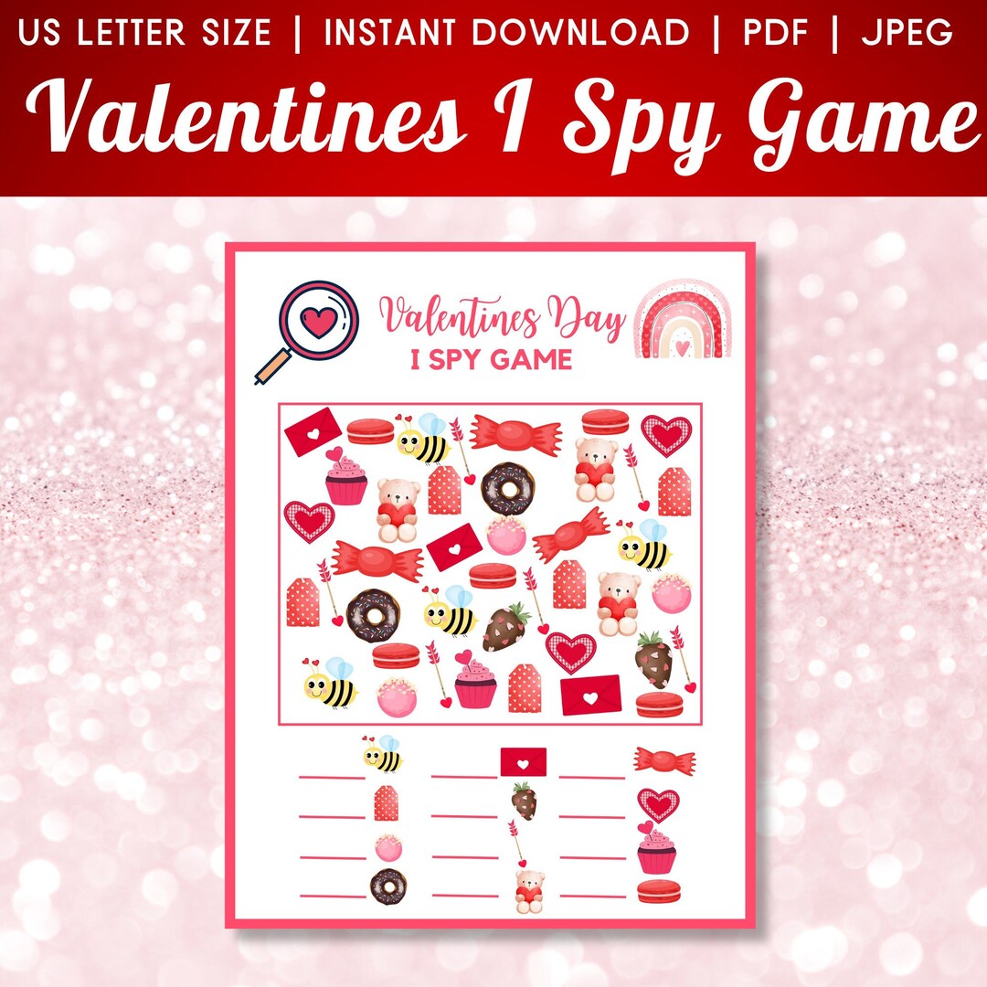 Valentines Printable I Spy Game School Valentine Classroom Party ...