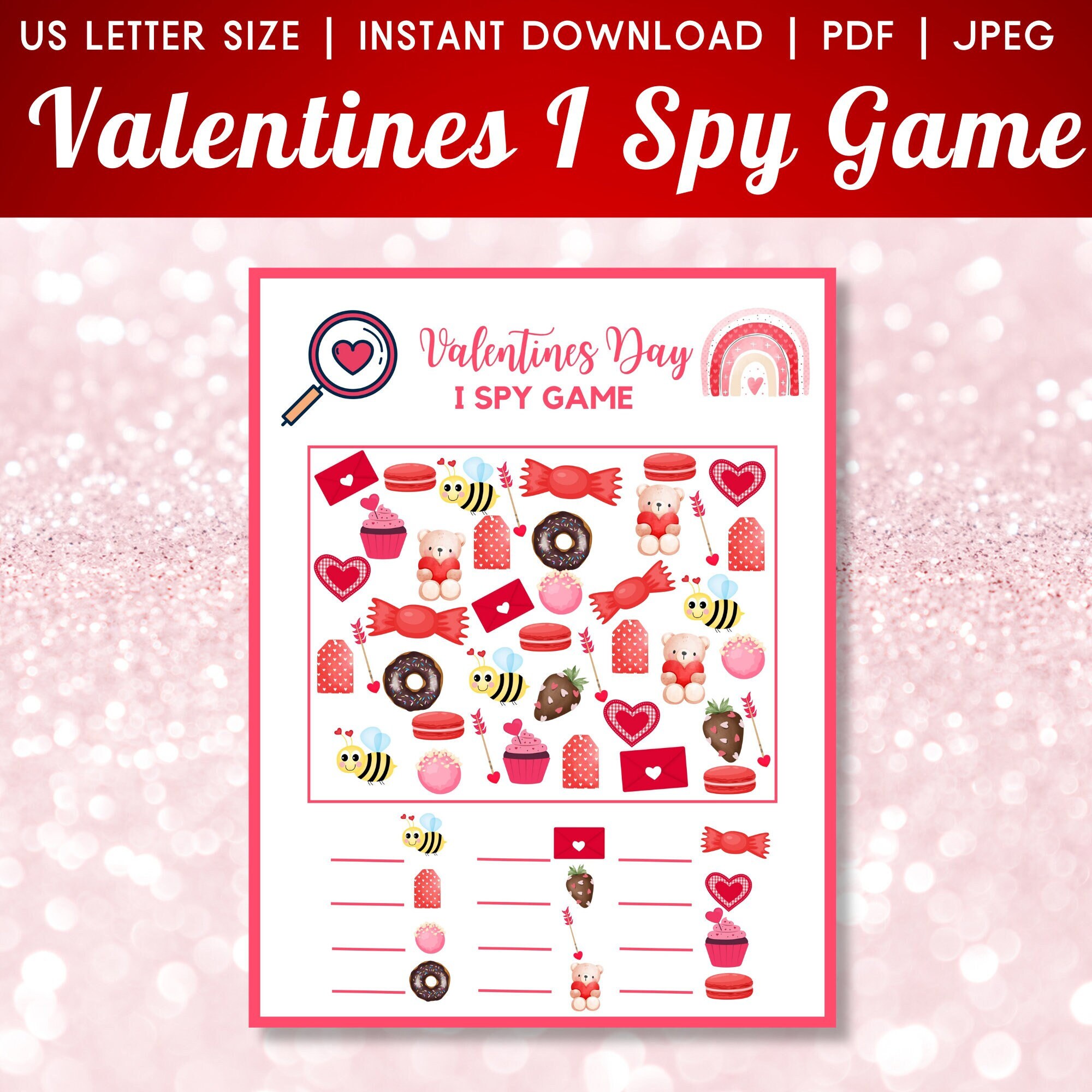 Valentines Printable I Spy Game School Valentine Classroom Party ...
