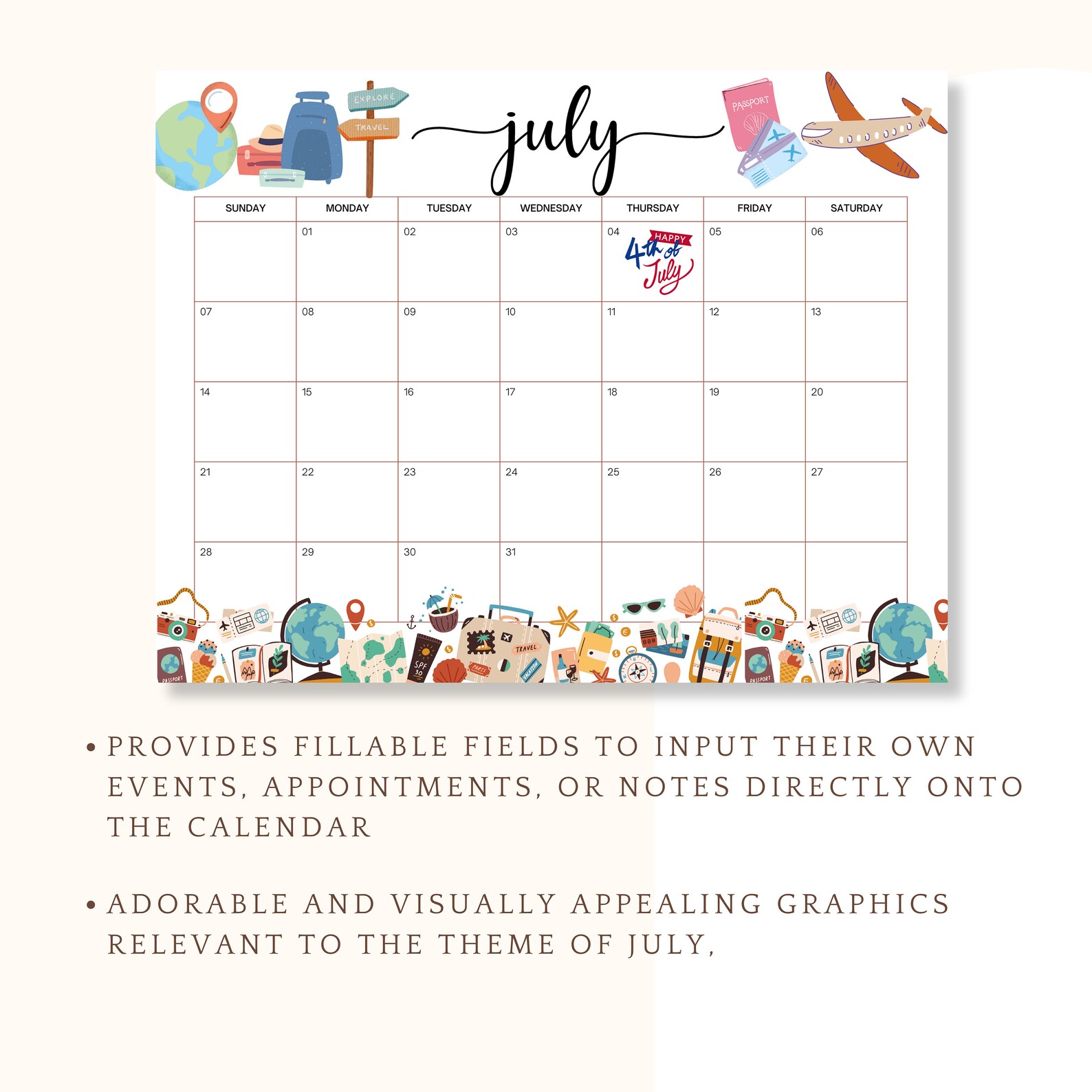 July 2024 Calendar Printable Kids 2024 Calendar Classroom School ...