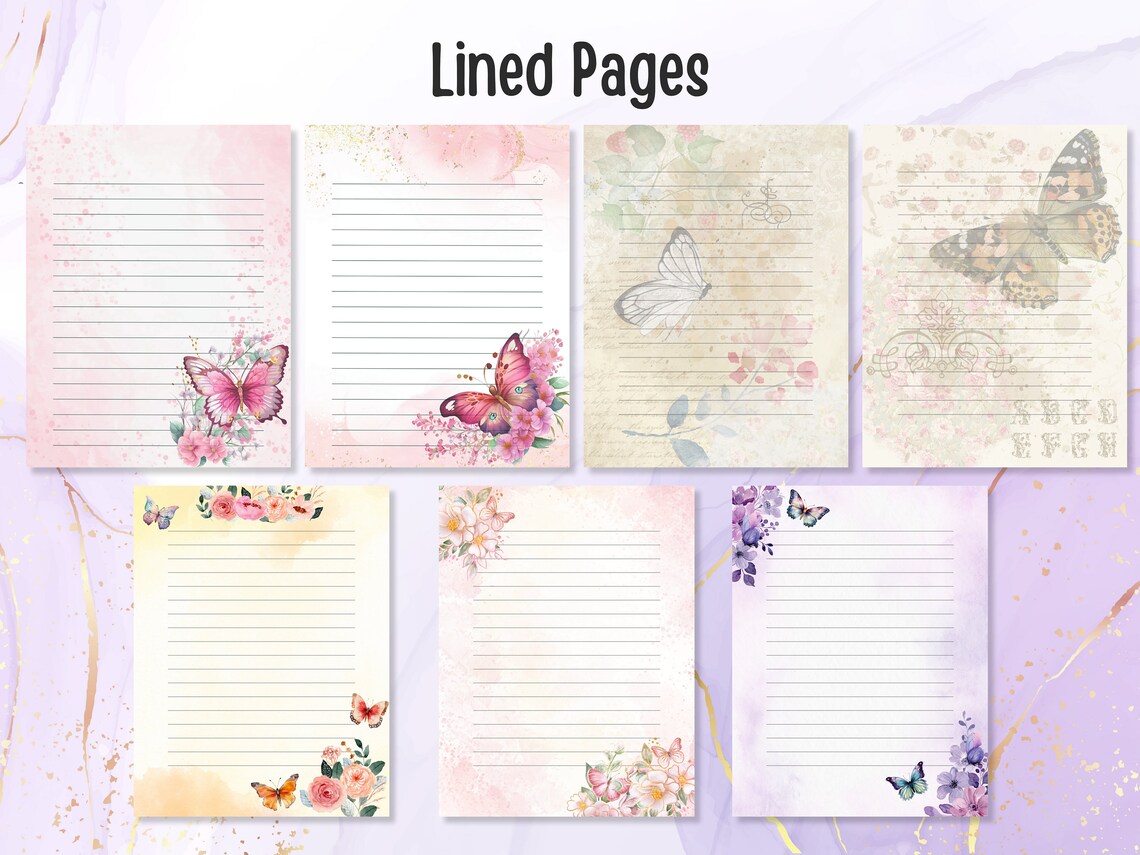 Butterfly Stationary Printable Butterflies Stationery Set Insect ...