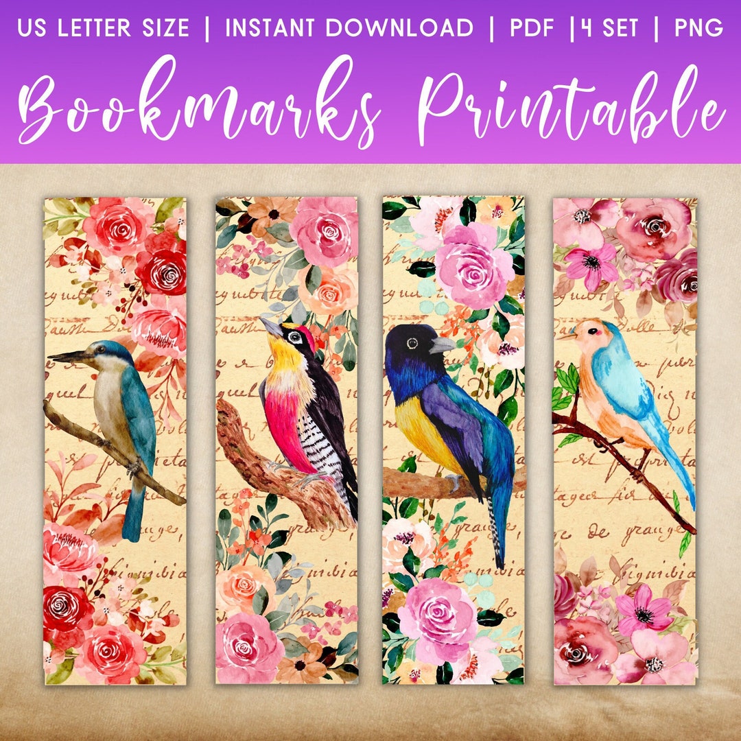 Flower Bookmarks Set Vintage Printable for Women Mom Readers Book Lover ...