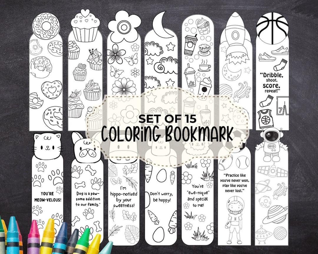 Coloring Bookmarks for Kids Bundle Printable Classroom Preschool ...