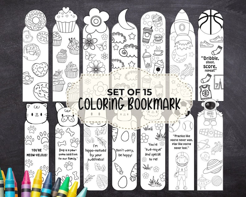 Coloring Bookmarks for Kids Bundle Printable Classroom Preschool ...